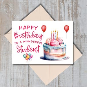 Printable Student Birthday Card | School Student Birthday Card ...