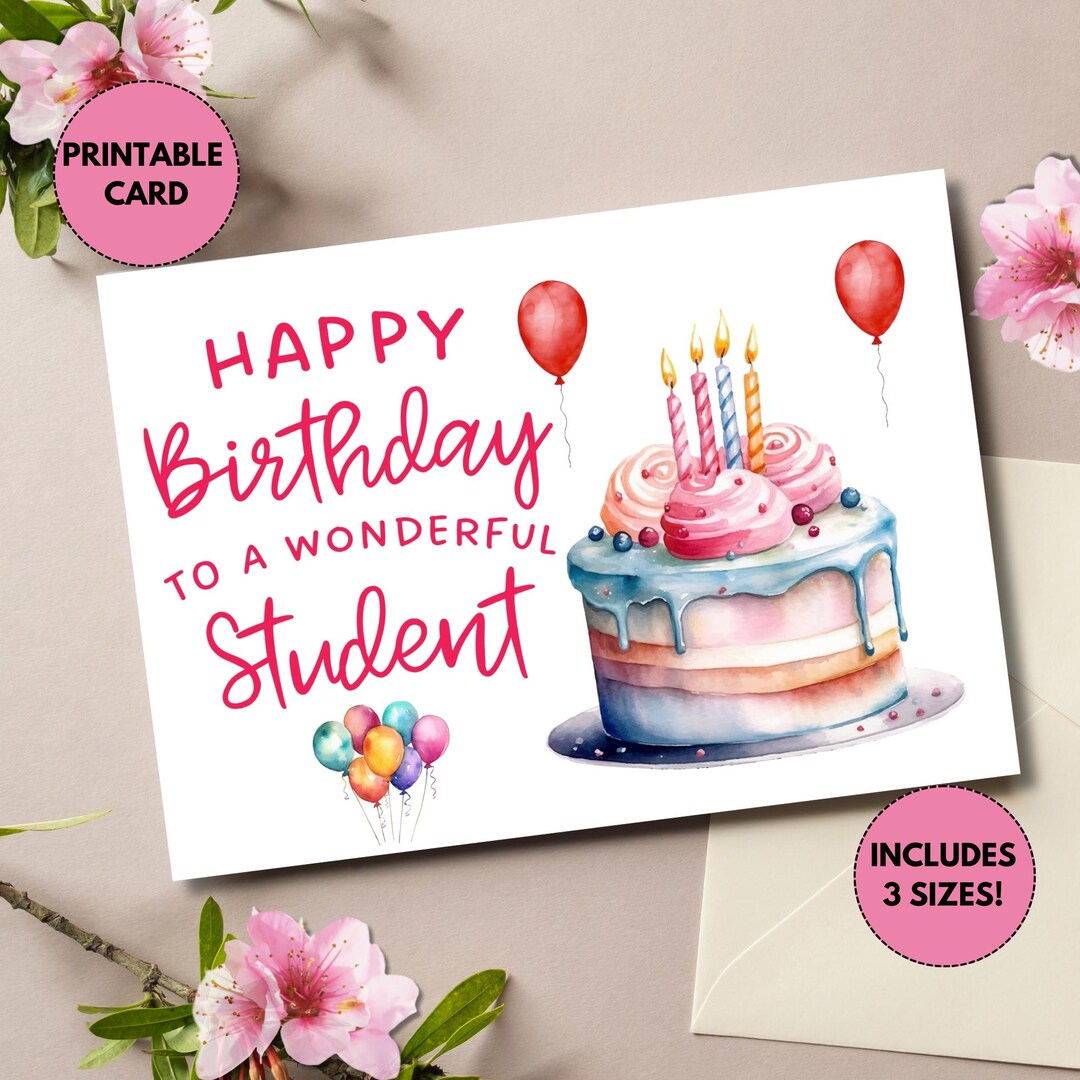 Printable Student Birthday Card | School Student Birthday Card ...