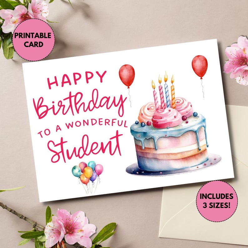 Printable Student Birthday Card | School Student Birthday Card ...