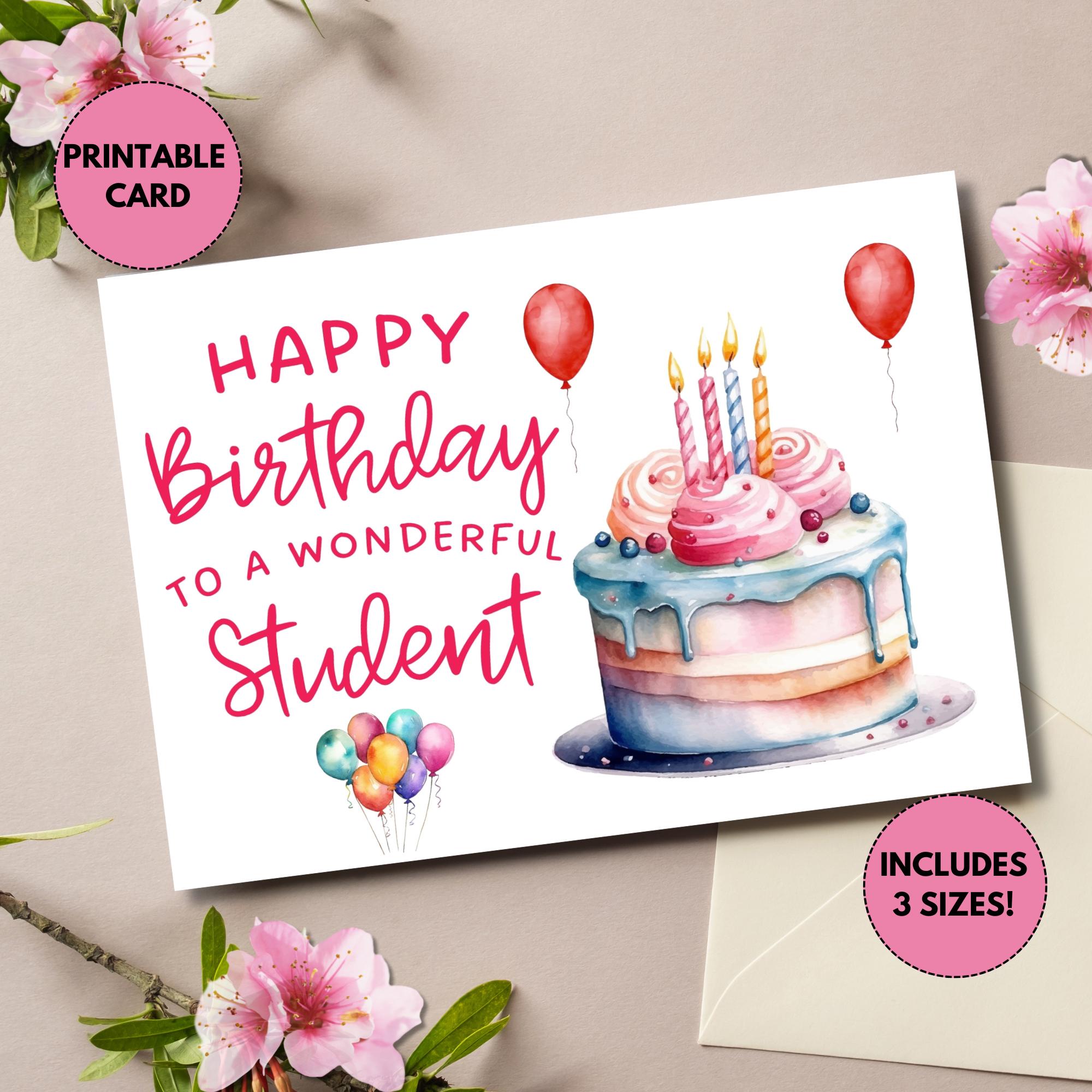 Printable Student Birthday Card | School Student Birthday Card ...