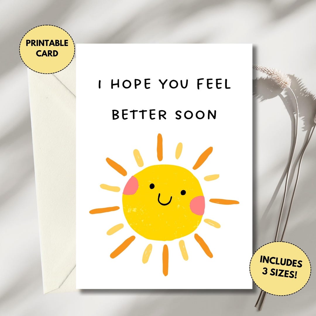 Printable Get Well Soon Card | Get Better Soon Card | Feel Better Soon ...
