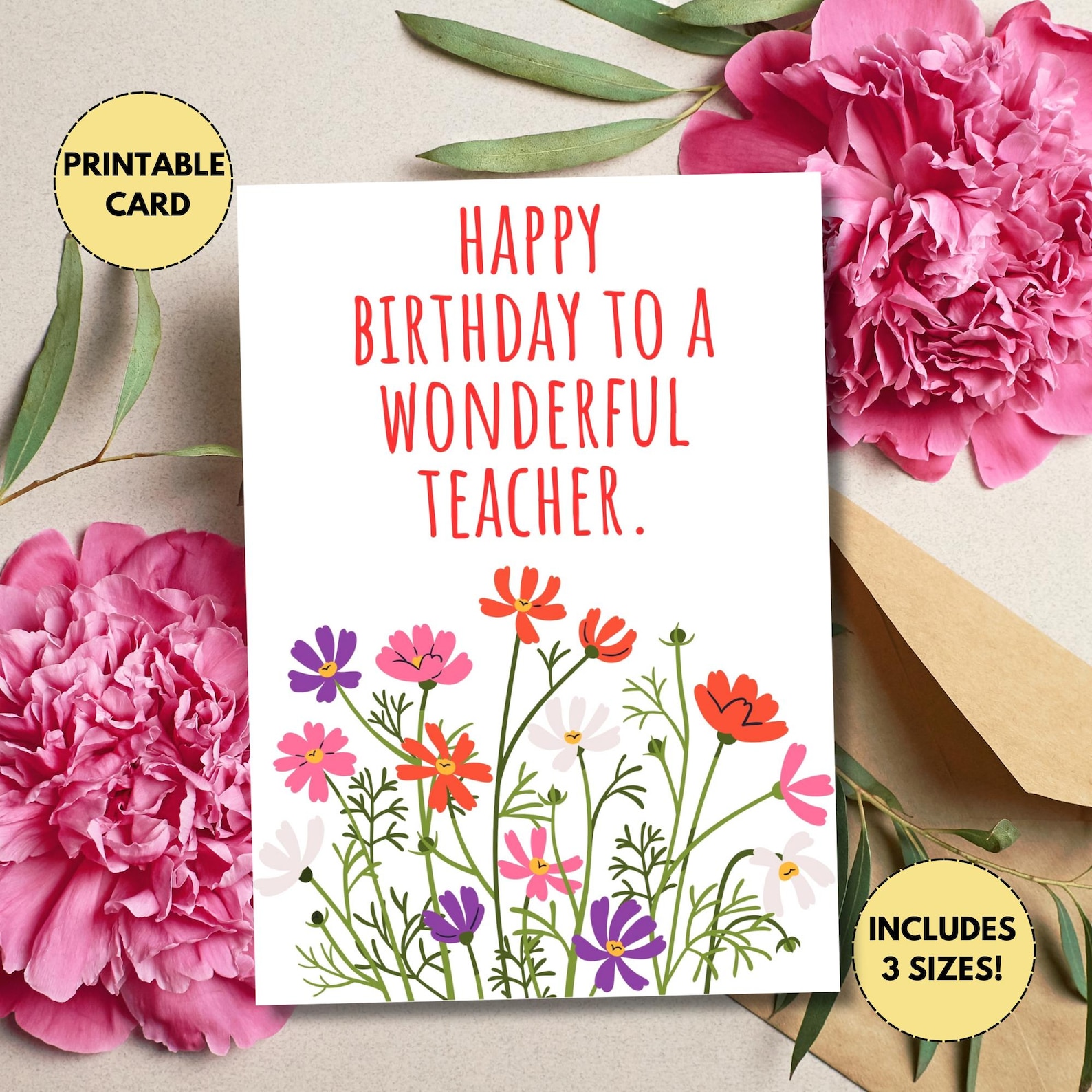 Printable Teacher Birthday Card | Happy Birthday Card for Teacher ...