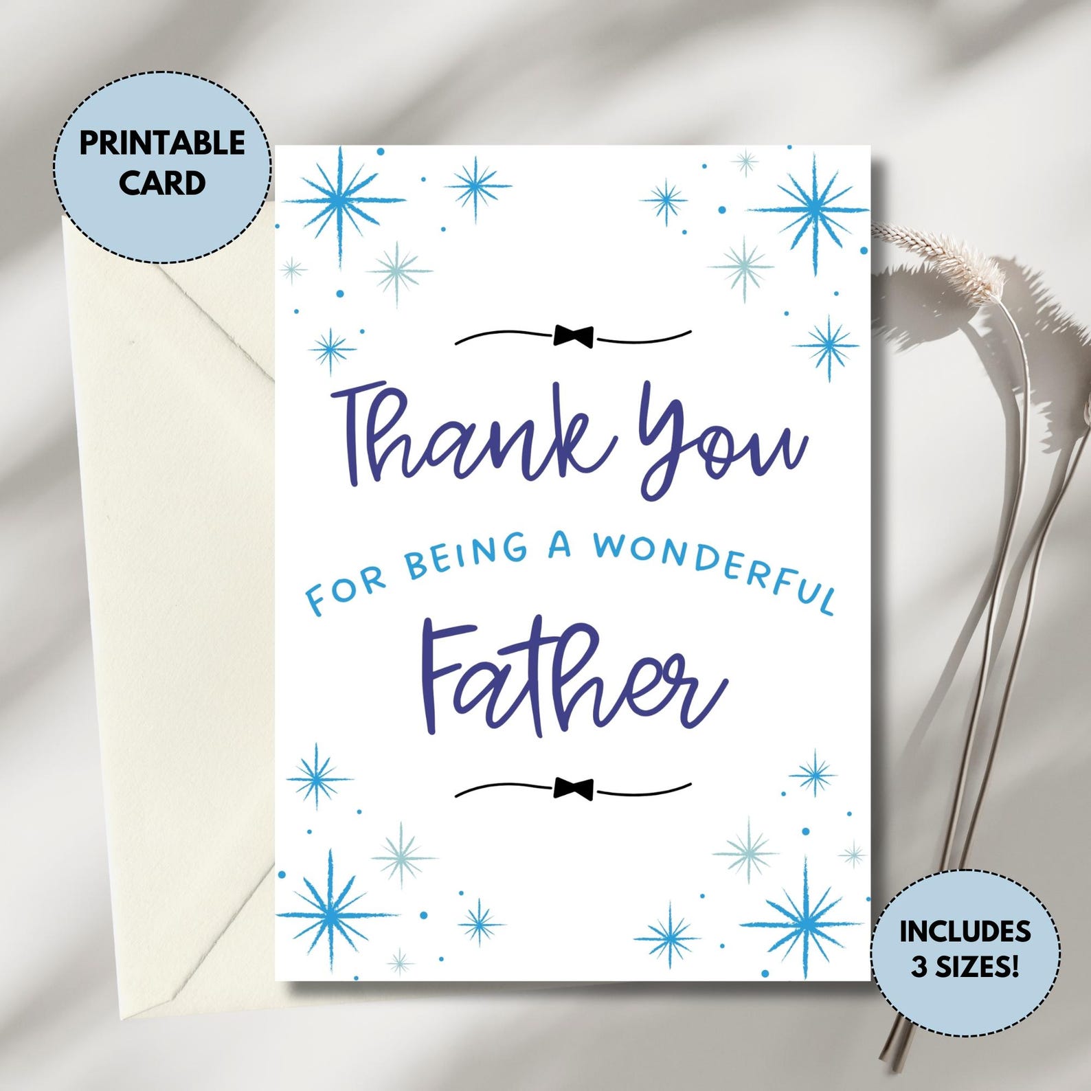 Printable Father's Day Card | Thank You for Being a Wonderful Father ...
