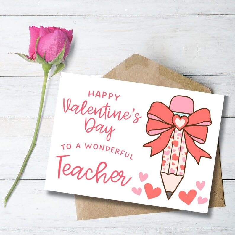 Printable Teacher Valentine's Day Card - Etsy
