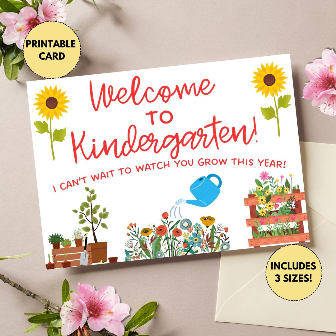 Printable Welcome to Kindergarten Card | Card for New Kindergartener ...