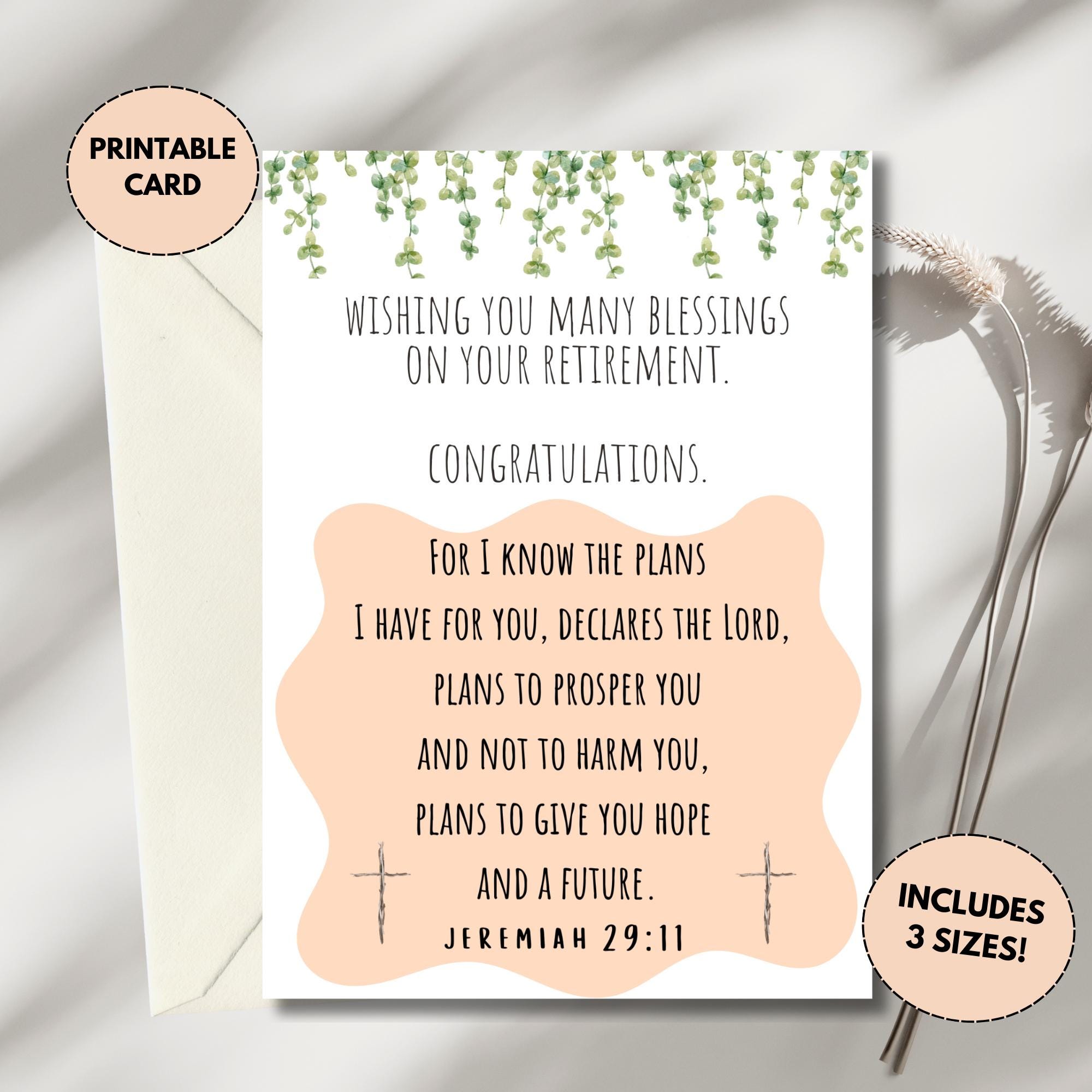 Printable Retirement Blessings Card | Religious Retirement Card | Bible ...