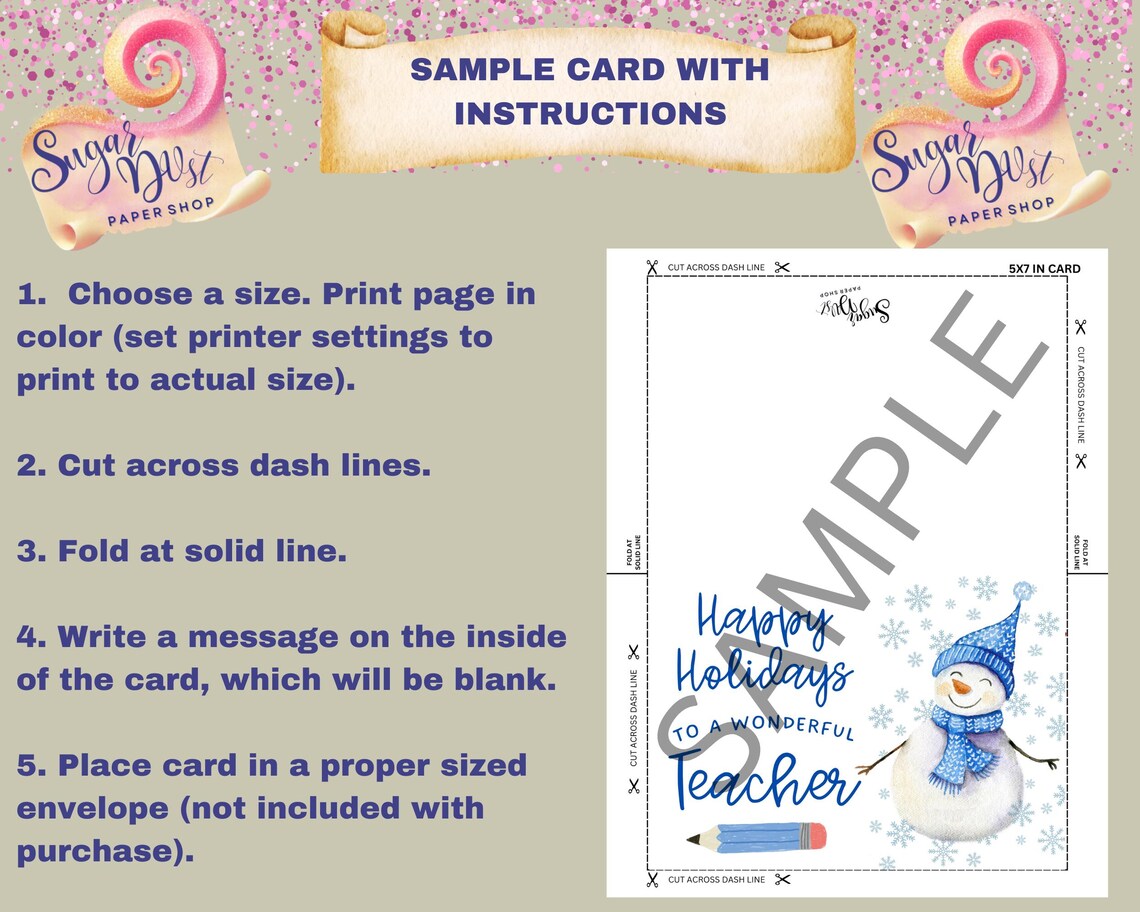 Printable Teacher Holiday Card | Happy Holidays Card for Teacher ...