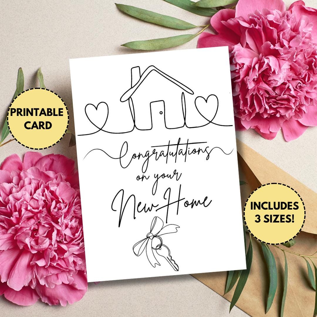 Printable Housewarming Card | New Home Card With Elegant Script ...