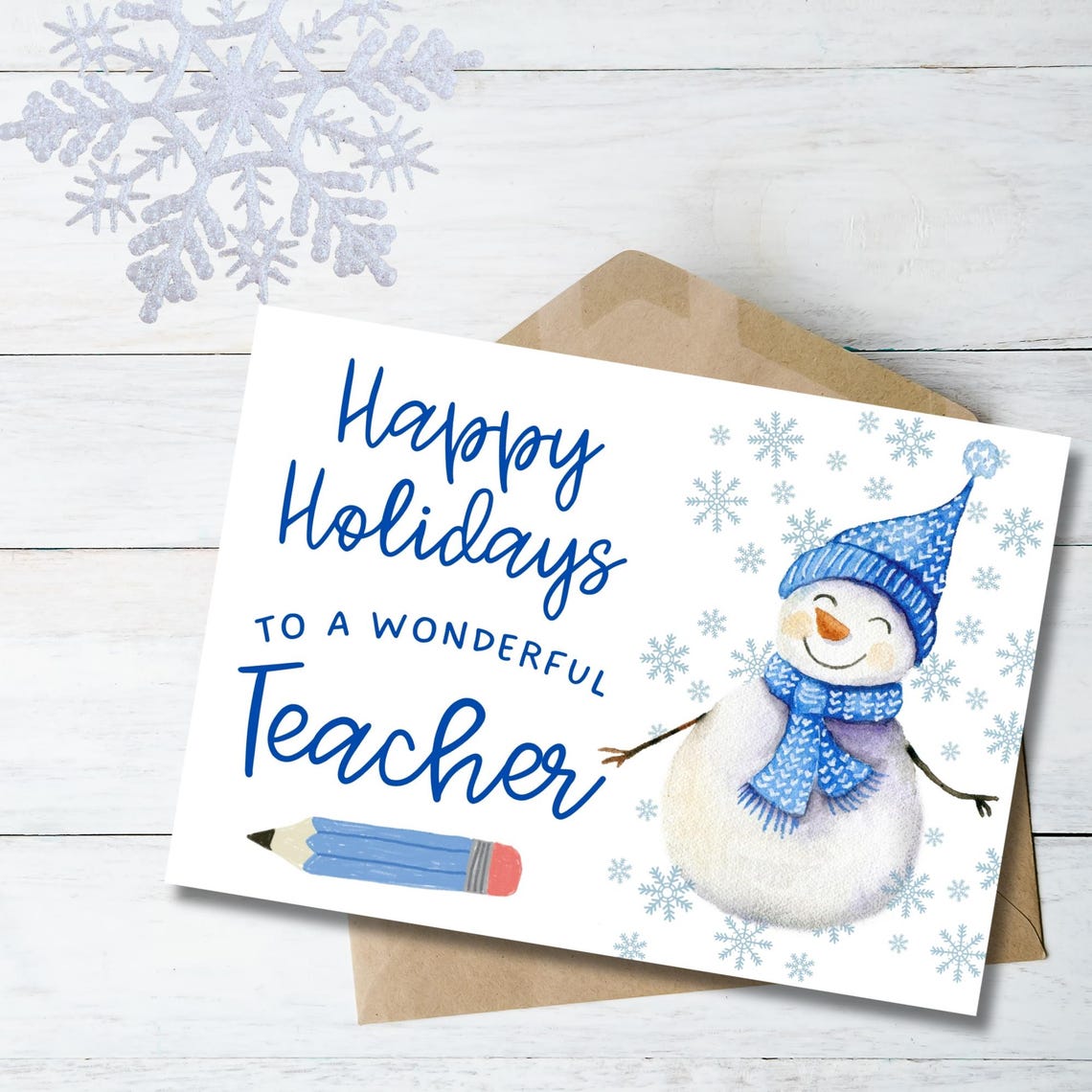 Printable Teacher Holiday Card | Happy Holidays Card for Teacher ...