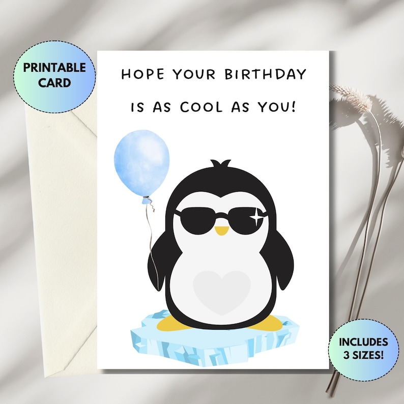 Printable Funny Birthday Card | Penguin Birthday Card | Cute Birthday ...