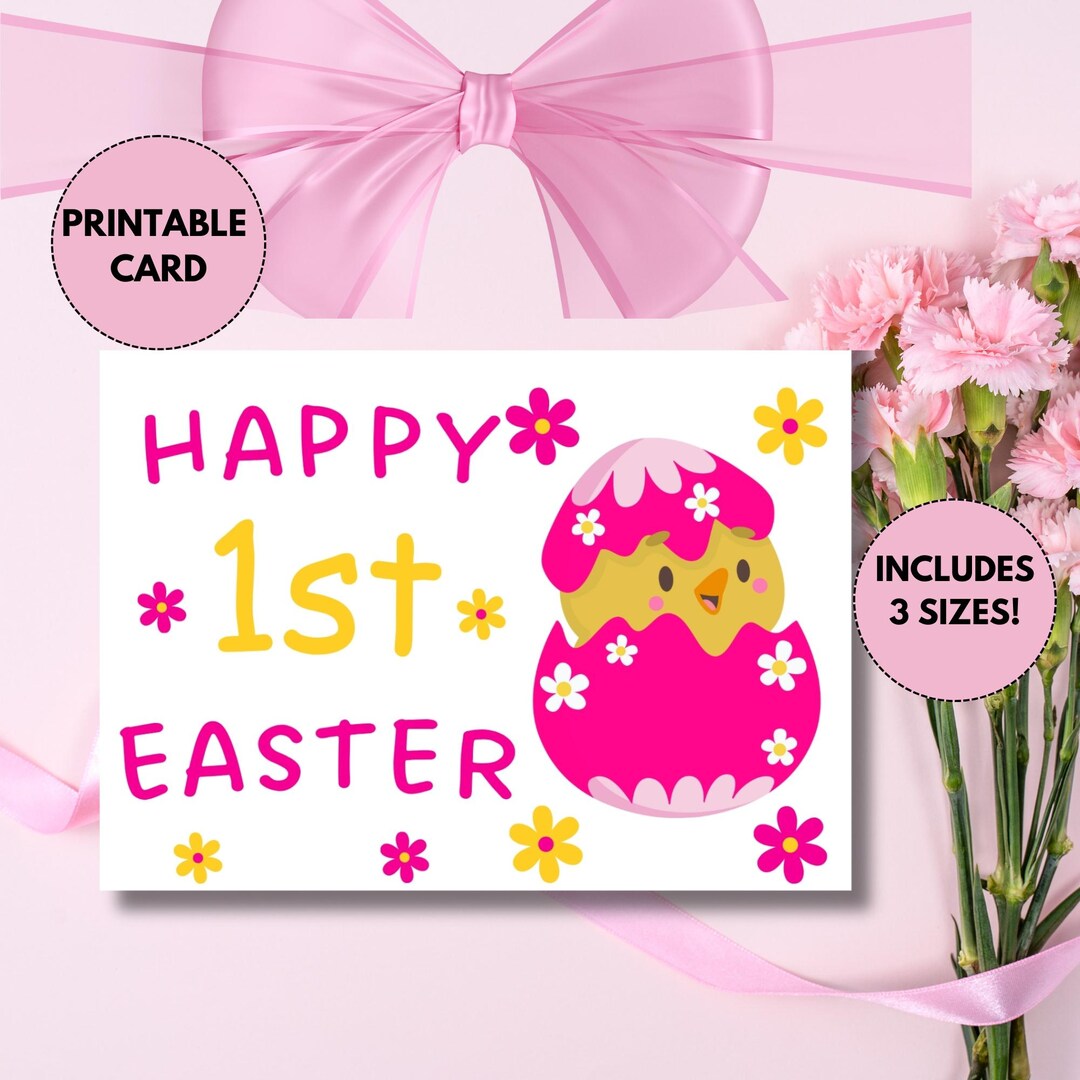 Printable Happy 1st Easter Card | Baby Easter Card | First Easter Card ...