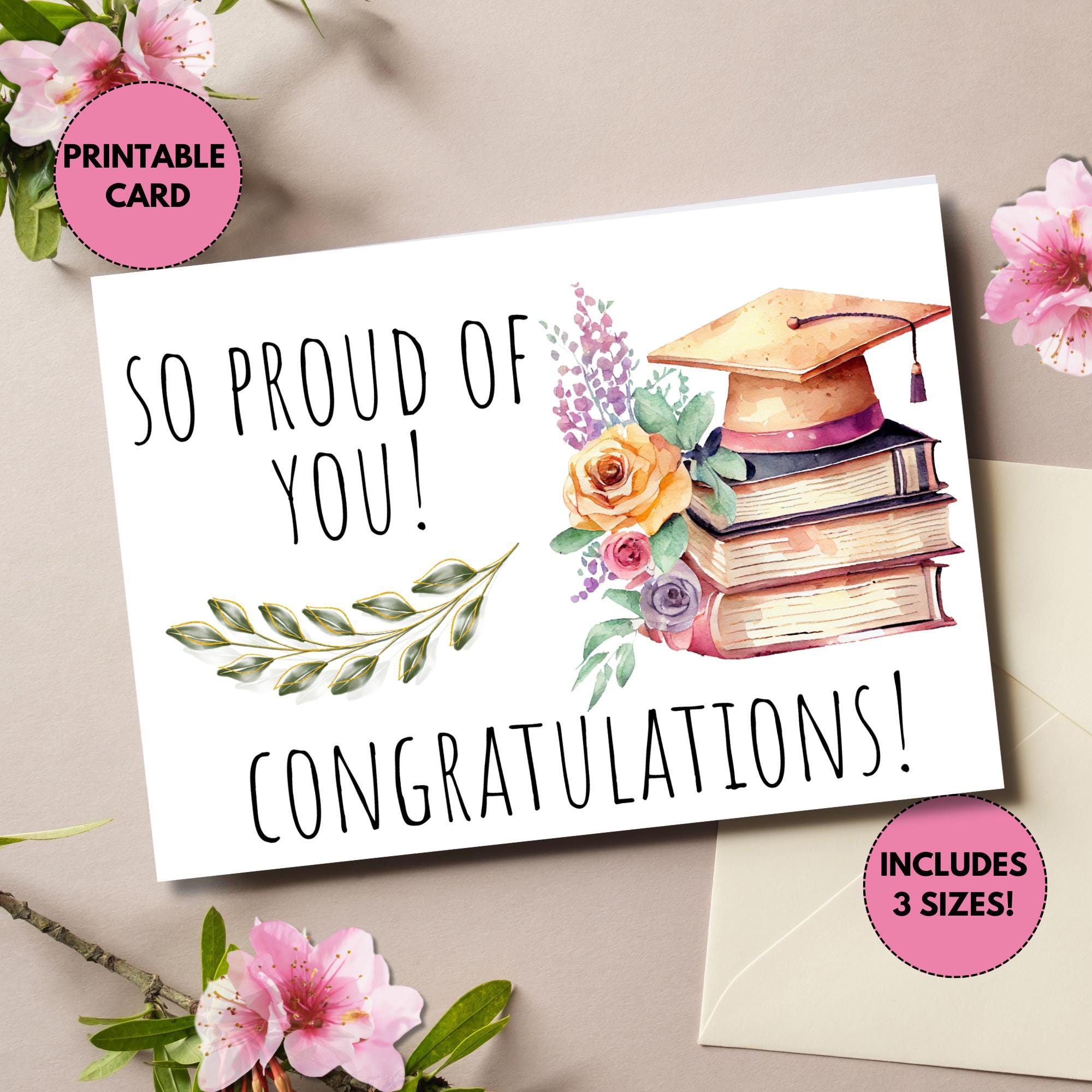 Printable Graduation Card | Floral Graduation Card | High School ...