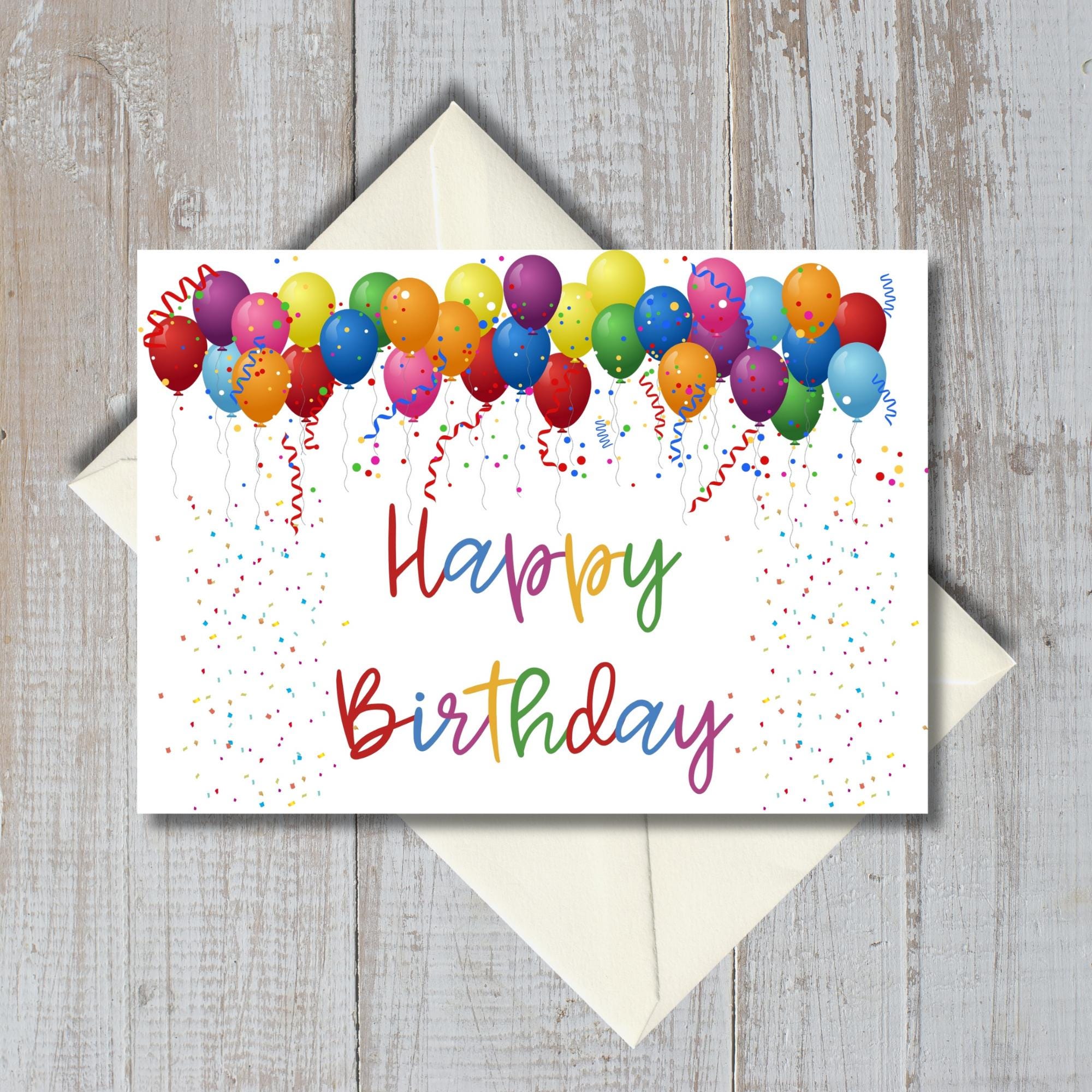 Printable Cute Birthday Card | Happy Birthday Card With Balloons and ...