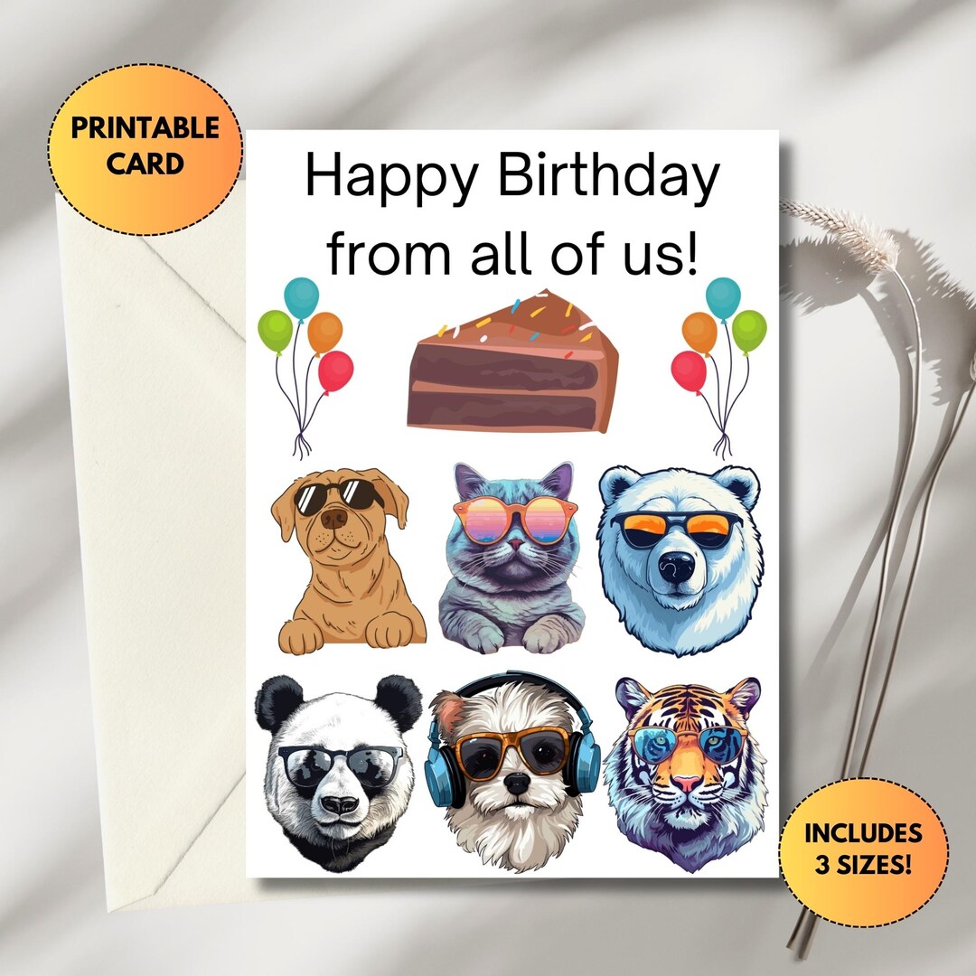 Printable Birthday Card From All of Us | Funny Birthday Card | From ...