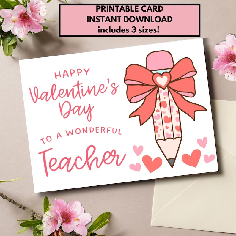 Printable Teacher Valentine's Day Card | Valentine's Day Printable ...
