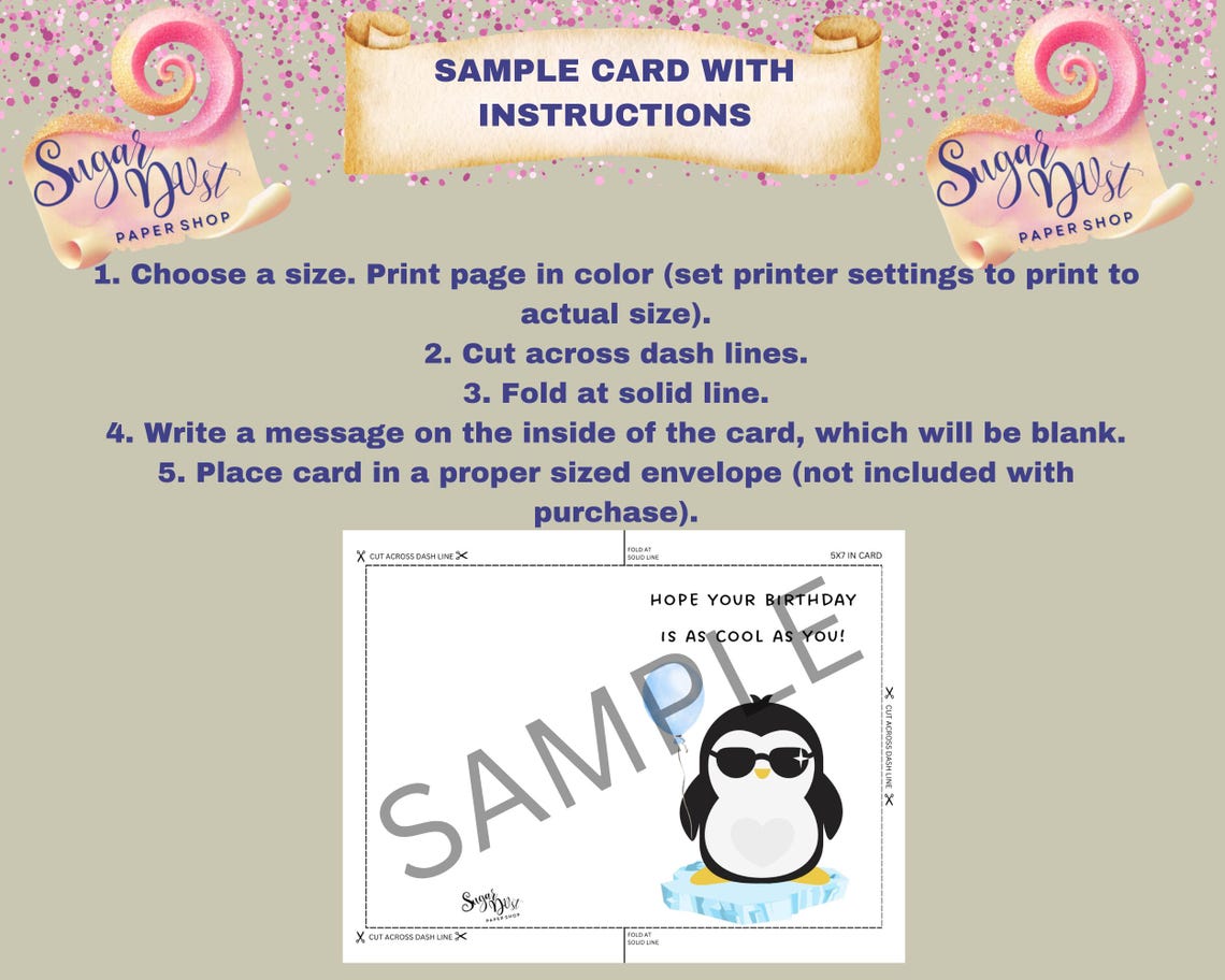 Printable Funny Birthday Card | Penguin Birthday Card | Cute Birthday ...
