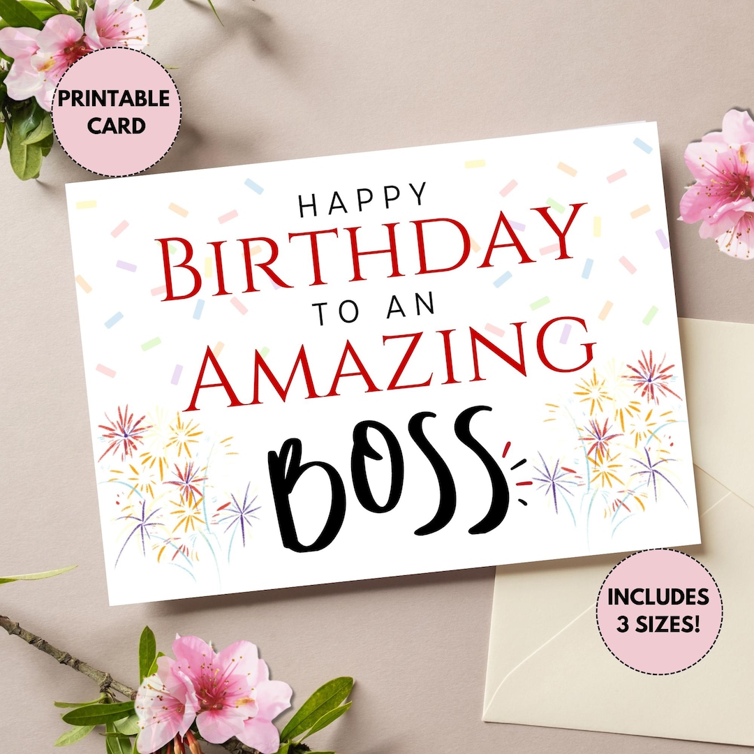 Printable Boss Birthday Card, Manager Appreciation, Supervisor Gift ...