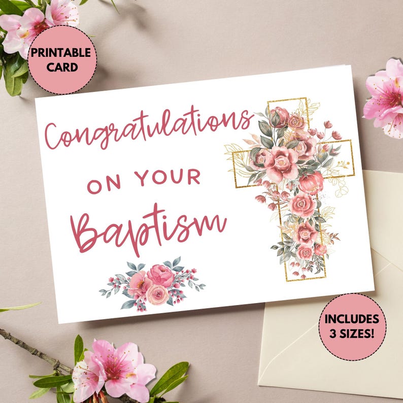 Printable Baptism Card | Baptism Congratulations Card | Card for ...