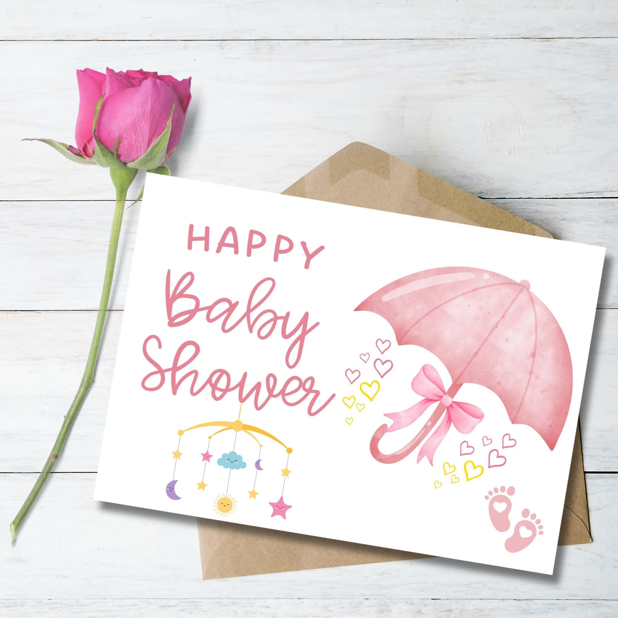 Printable Baby Shower Card | Happy Baby Shower | Baby Girl | Cute Baby ...