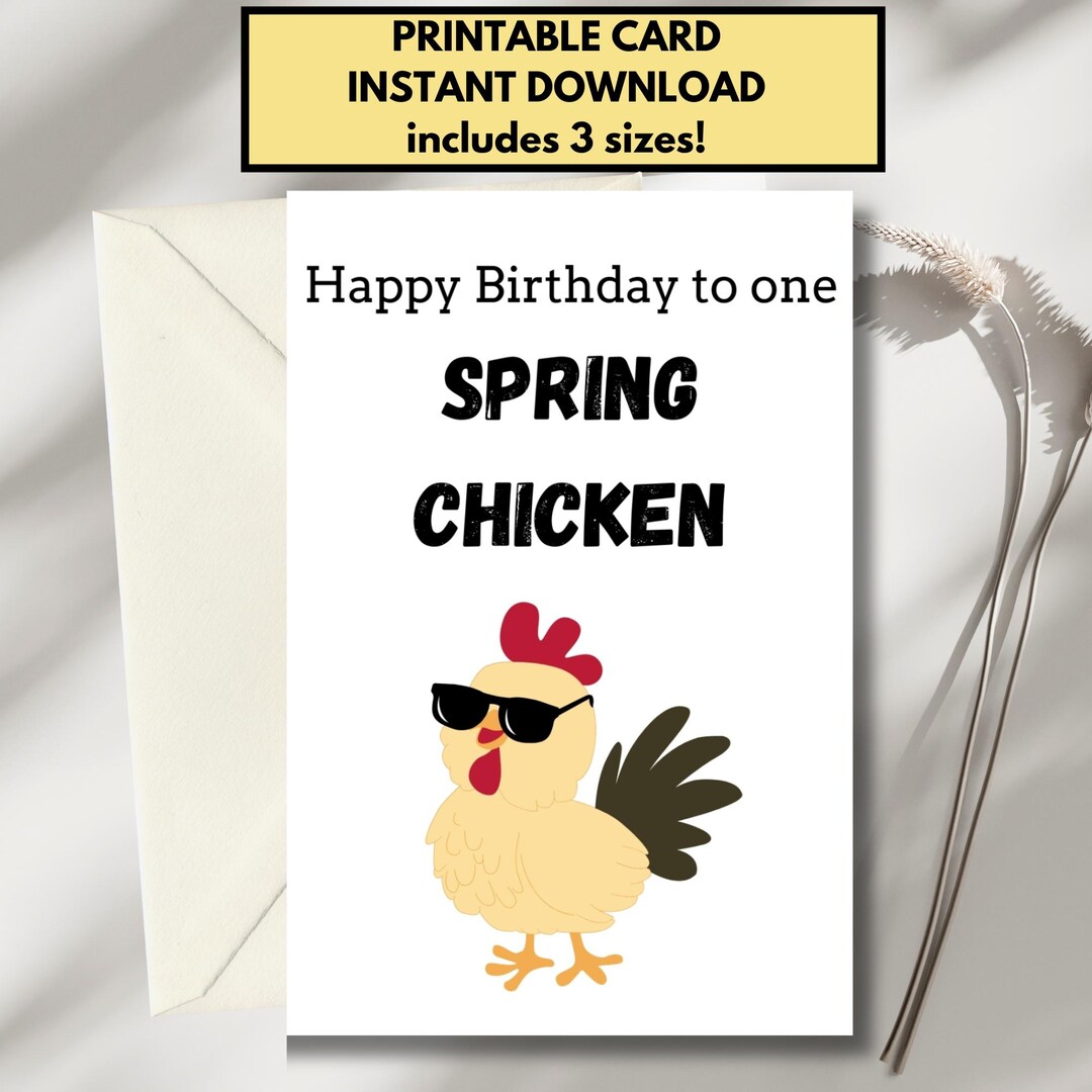 Printable Funny Birthday Card | Chicken With Sunglasses | Happy ...