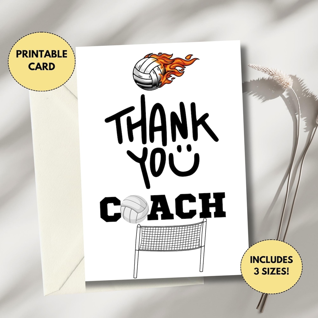 Volleyball Coach Thank You Card | Appreciation Gift (digital Download ...