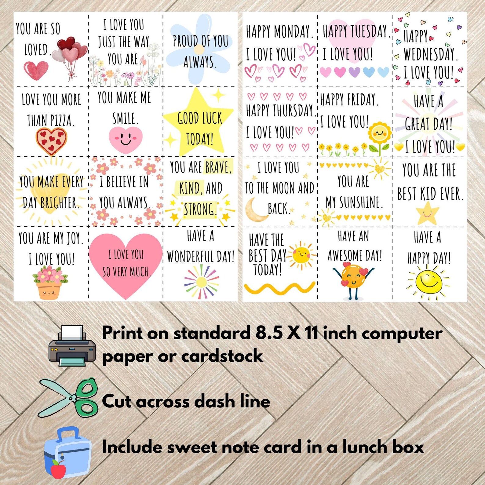 Printable Lunchbox Note Cards | Cards for School Lunch | Lunchbox Notes ...