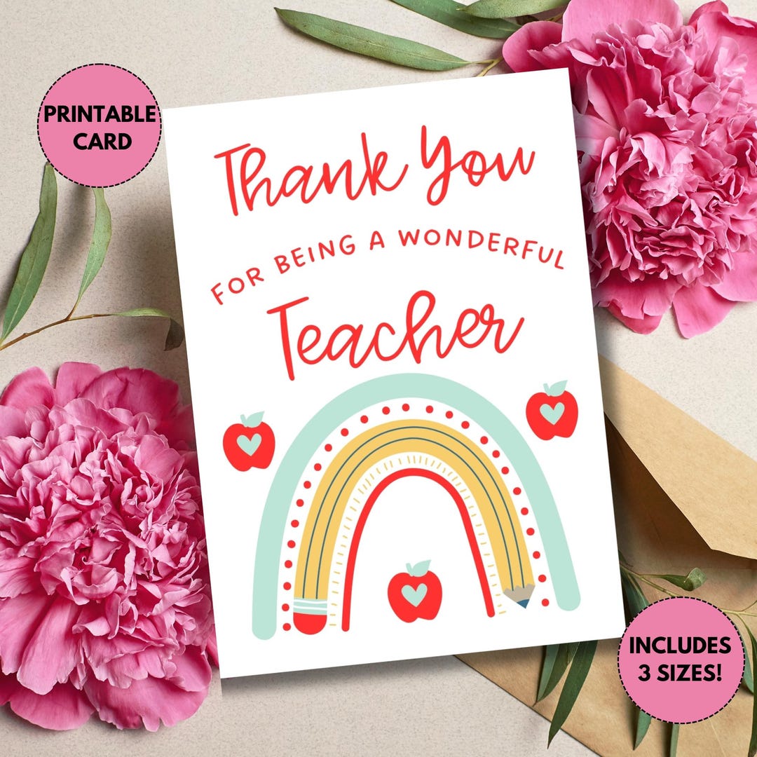 Printable Thank You Teacher Card | Teacher Appreciation Week Card | End ...