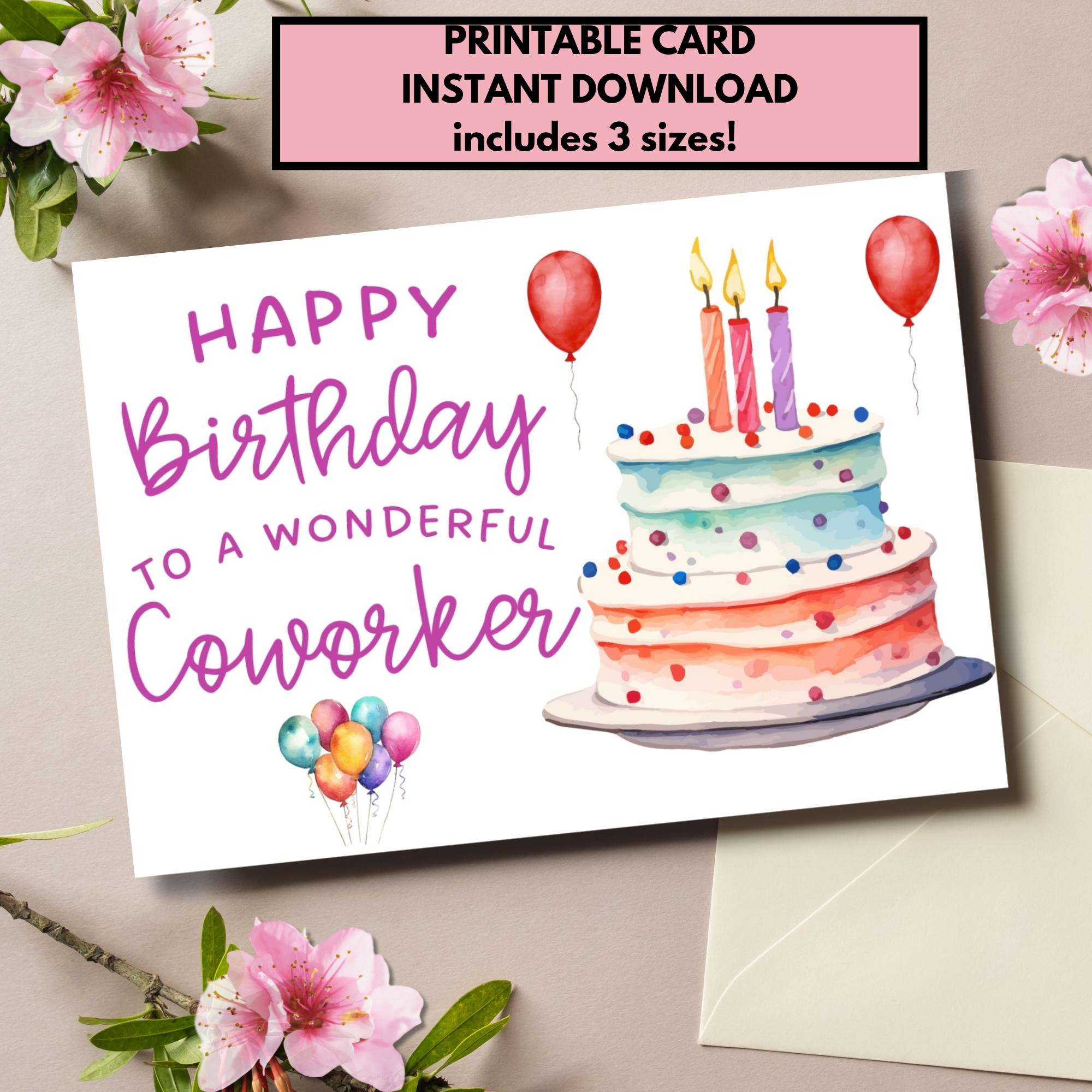 Printable Coworker Birthday Card | Colleague Birthday Card | Work ...