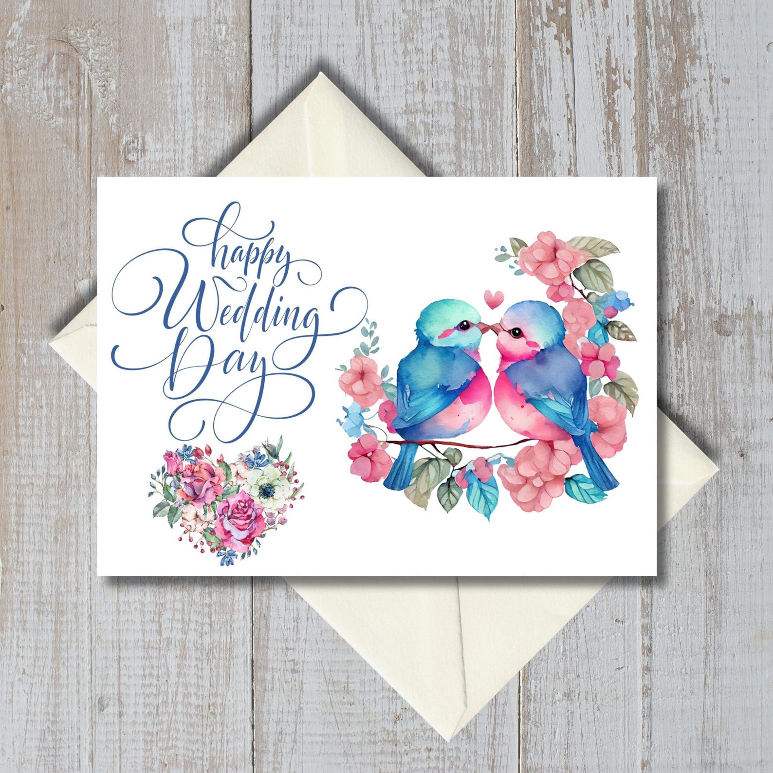 Printable Wedding Card | Happy Wedding Day Card | Elegant Wedding Card ...