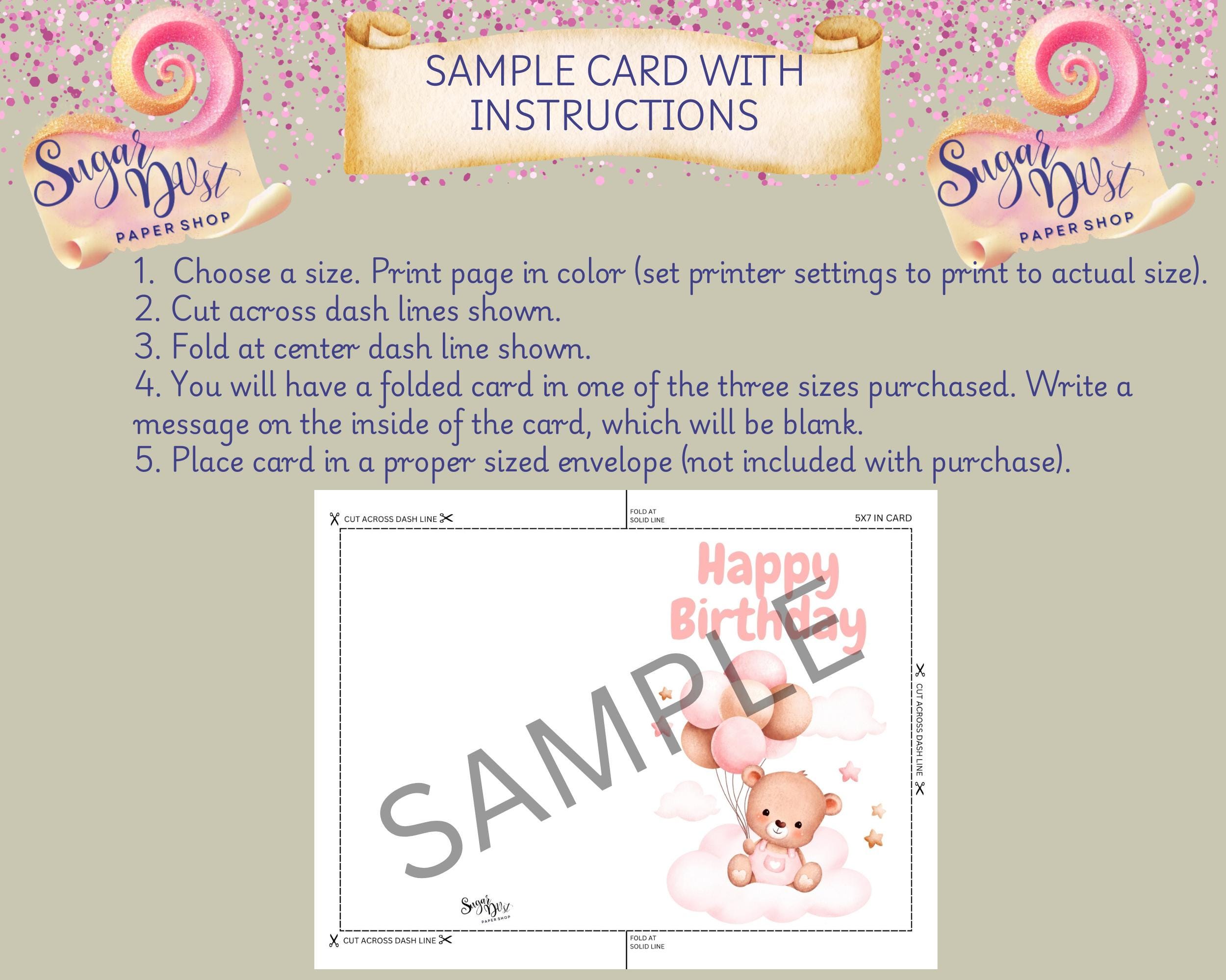 Printable Birthday Card for Baby | Girl or Boy | Birthday Bear With ...