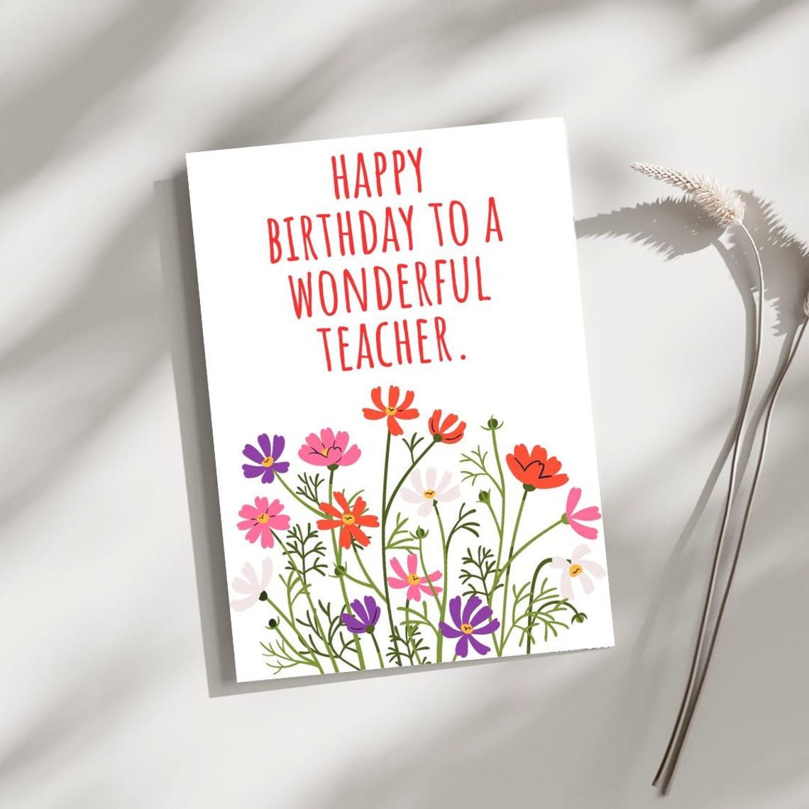 Printable Teacher Birthday Card | Happy Birthday Card for Teacher ...