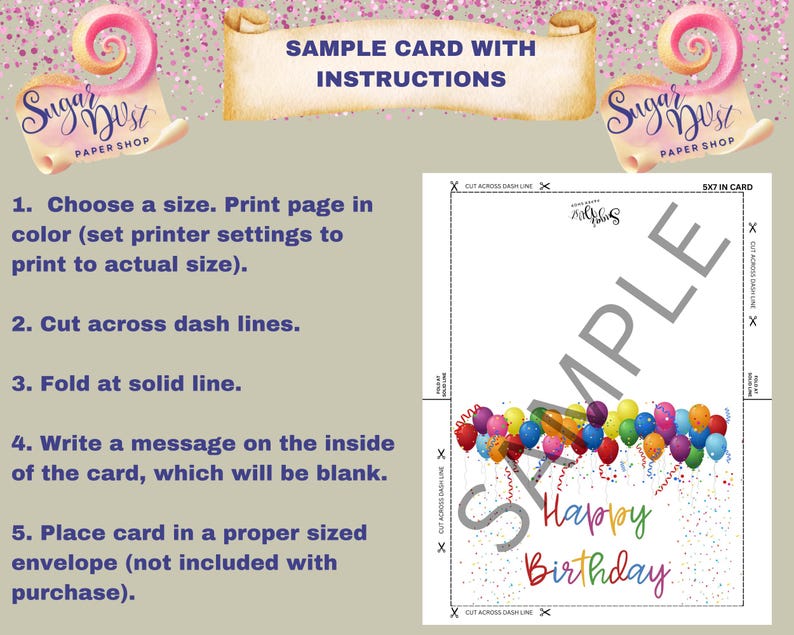 Printable Cute Birthday Card | Happy Birthday Card With Balloons and ...