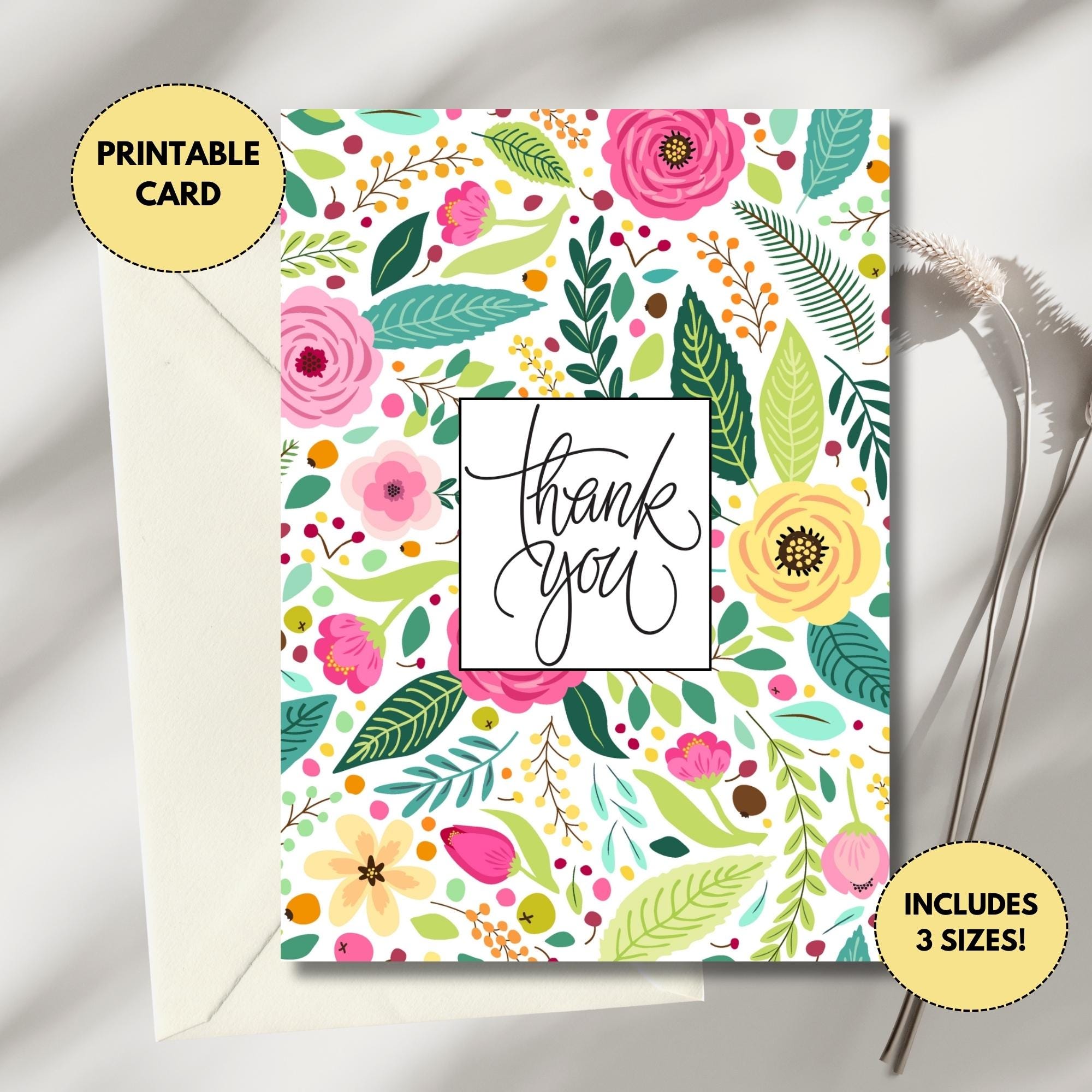 Printable Floral Thank You Card | Appreciation Card | Elegant Thank You ...