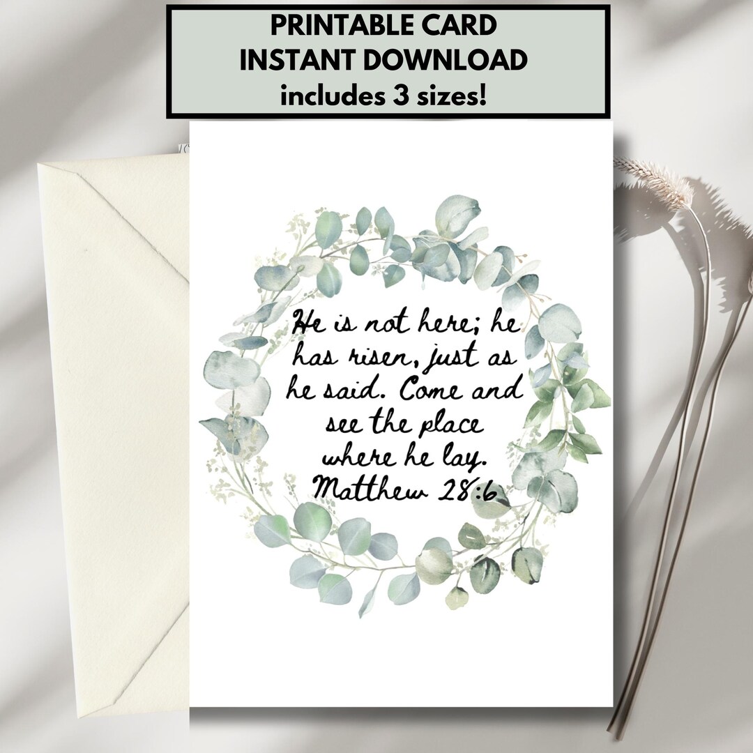 Printable Easter Card With Scripture, Bible Verse| Religious Easter ...