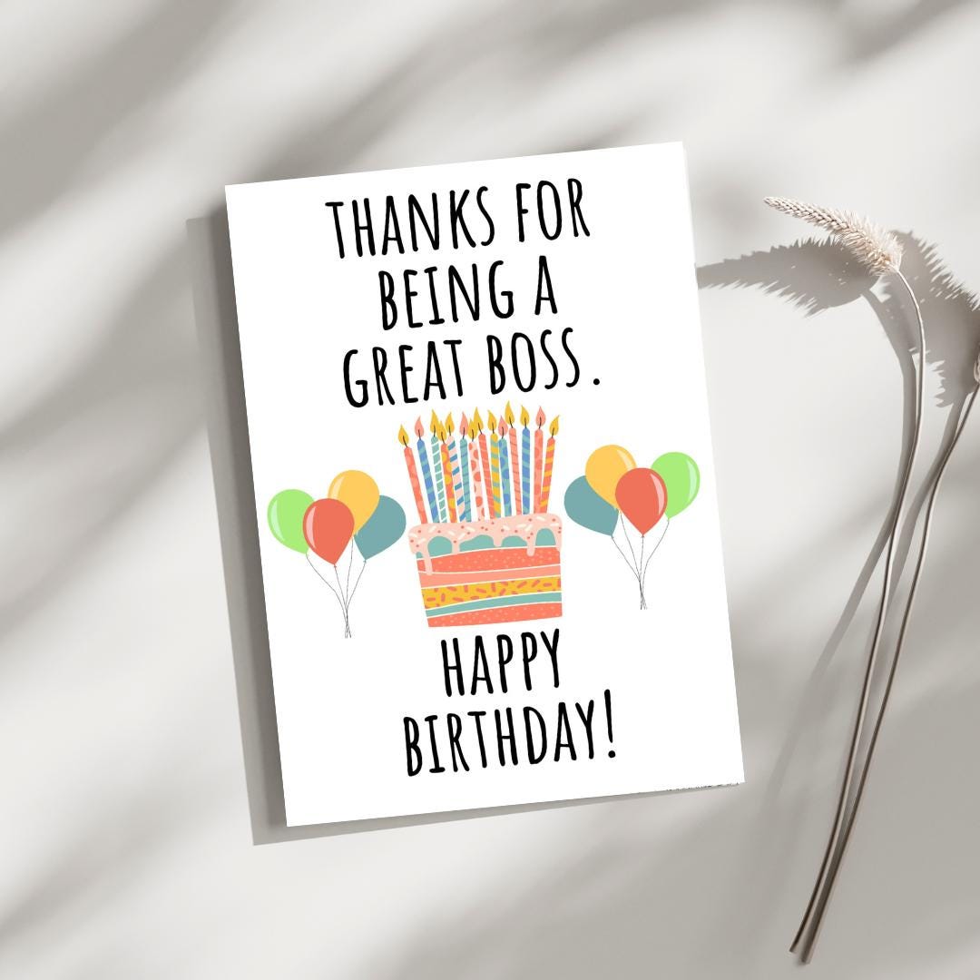 Printable Boss Birthday Card | Manager Birthday Card | Work Boss ...