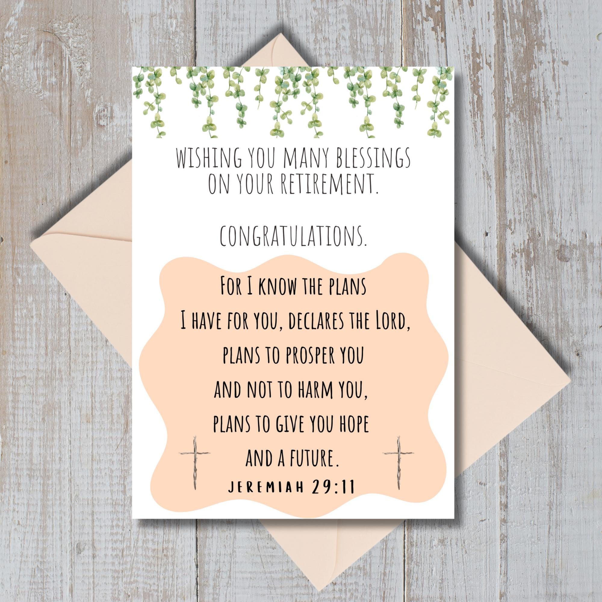 Printable Retirement Blessings Card | Religious Retirement Card | Bible ...