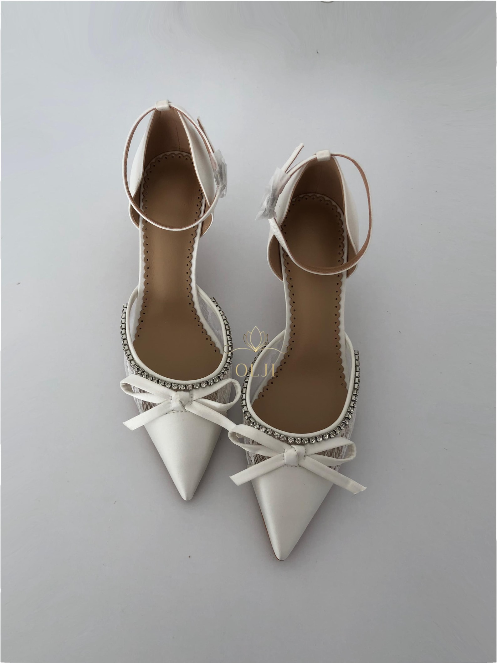 Wedding Satin Lace Shoes With Bow for Bride, Wedding Heels, Wedding ...