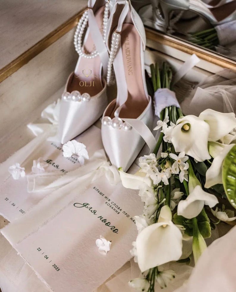6in1 Bride Heels With Removable Brooch – Pearl Wedding Shoes With ...