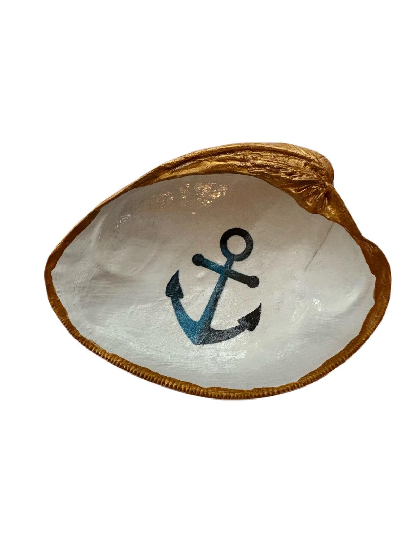 Navy Blue Anchor Clam Shell Ring Dish - Etsy