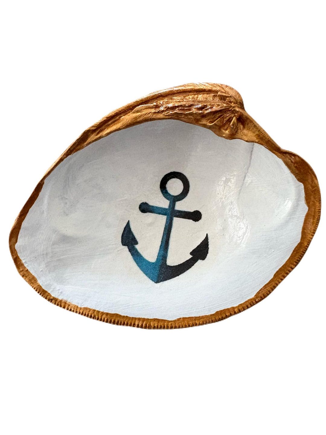 Navy Blue Anchor Clam Shell Ring Dish - Etsy