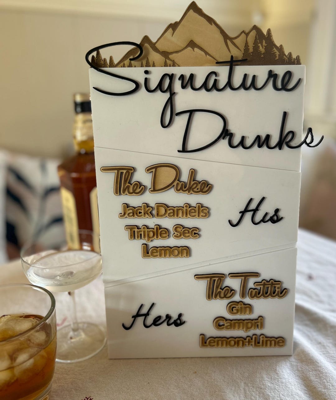 Custom Bar Menu Sign, Personalized, Wedding Drinks, His and Hers Bar ...