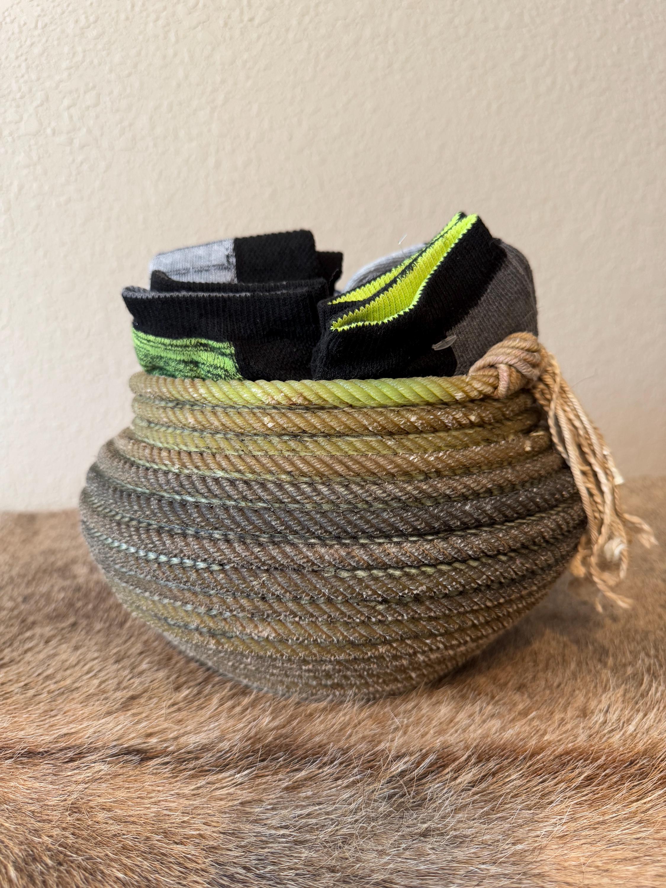 Rustic Green Lariat Rope Basket/bowel - Etsy