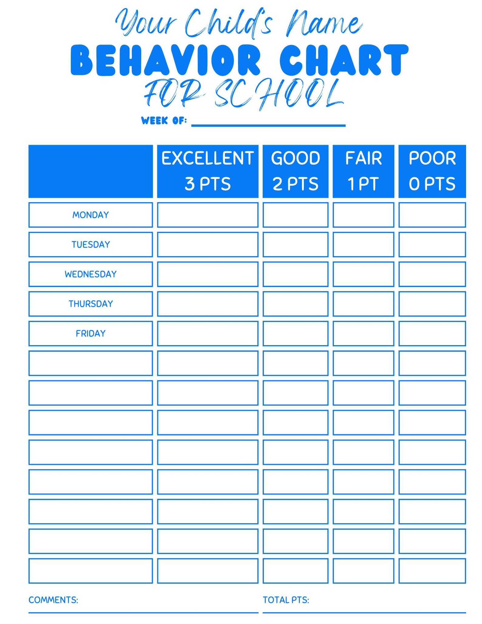 ADHD Behavior Chart for Kids | Child Discipline & Routine Management - Etsy