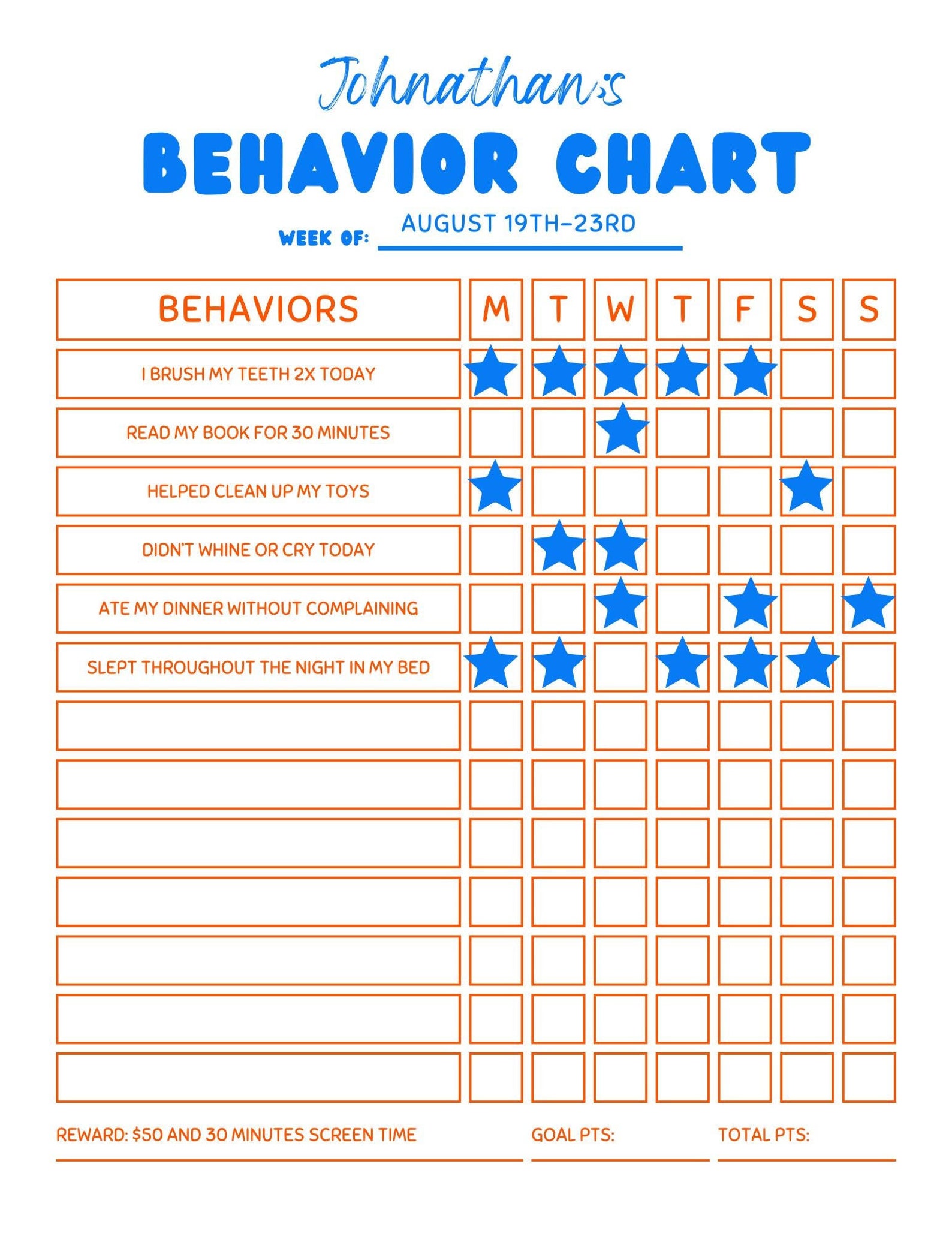 ADHD Behavior Chart for Kids | Child Discipline & Routine Management - Etsy