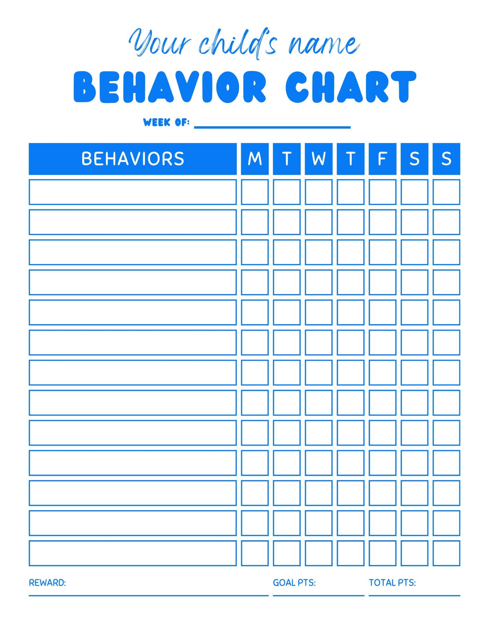 ADHD Behavior Chart for Kids | Child Discipline & Routine Management - Etsy