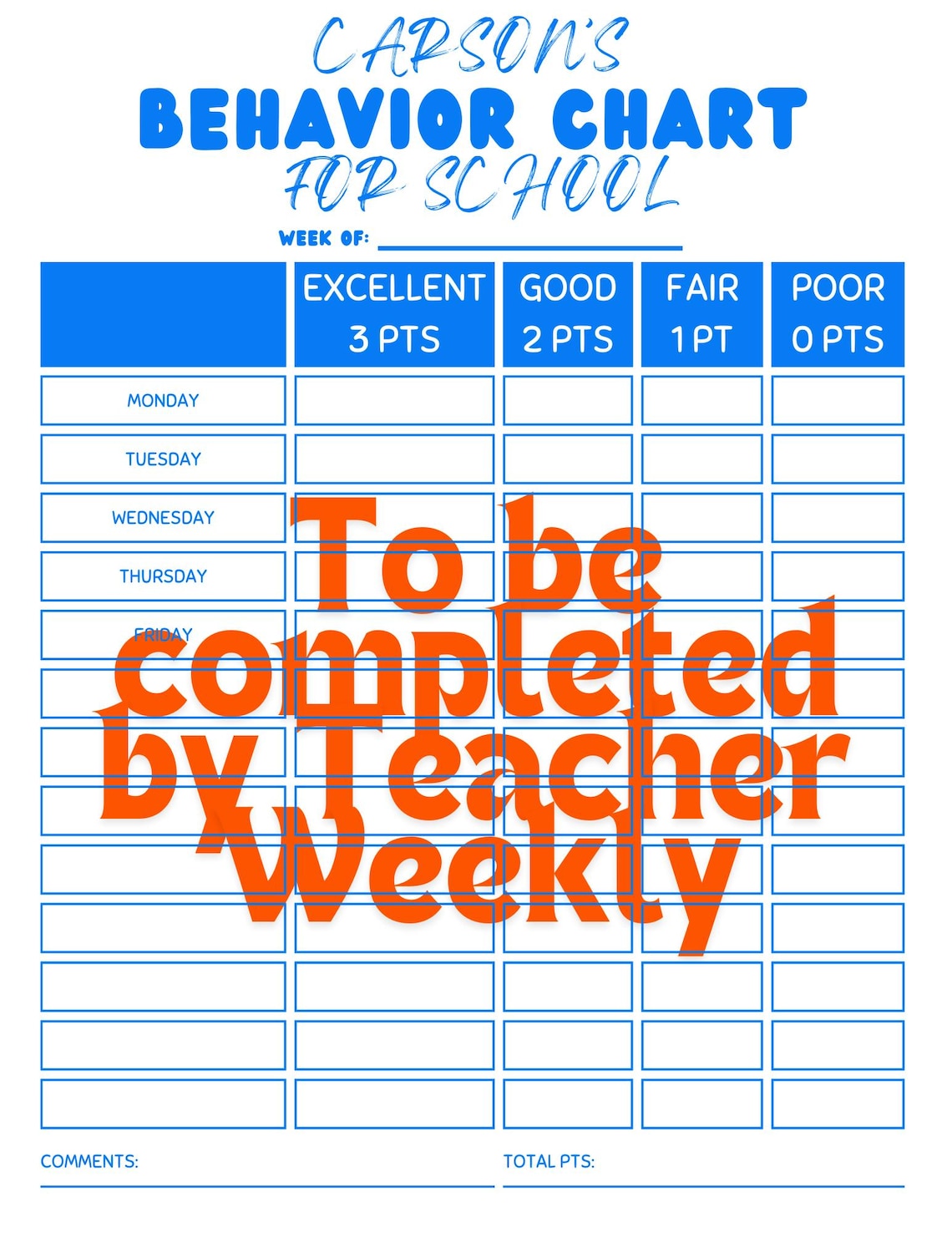 ADHD Behavior Chart for Kids | Child Discipline & Routine Management - Etsy