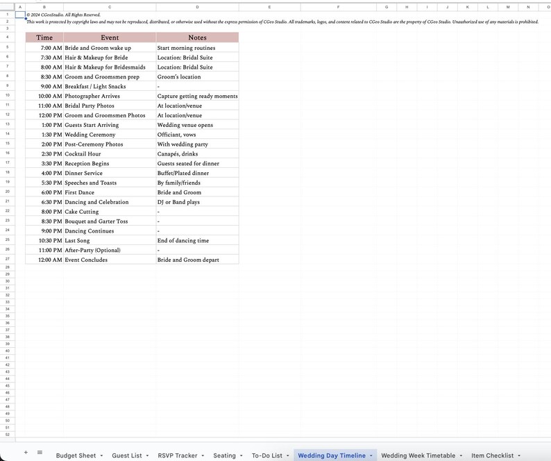 Ultimate Digital Wedding Planner | Google Sheets Template With Budget, RSVP, Timelines & Guest ...