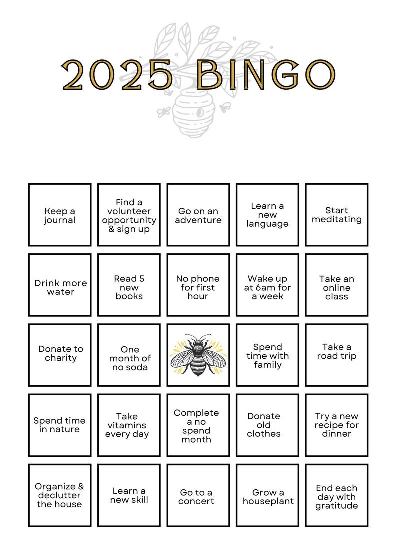 Vision Board Bingo Cards Templates for 2025 - Etsy