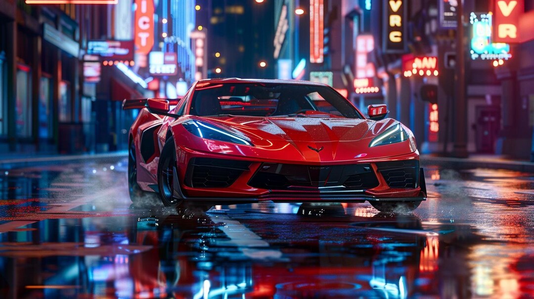 Chevrolet Corvette C8 ZR1 Drifting in the Rain – Ai-generated Digital ...