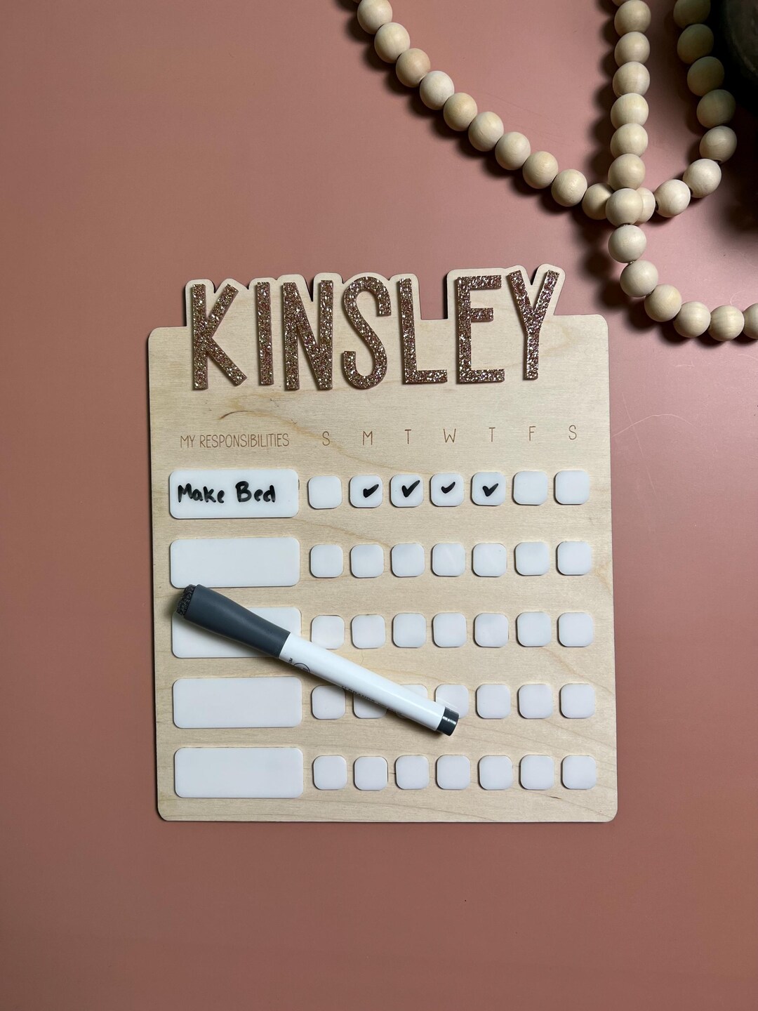 Personalized Kids Reusable Chore Chart | Daily Responsibilities ...